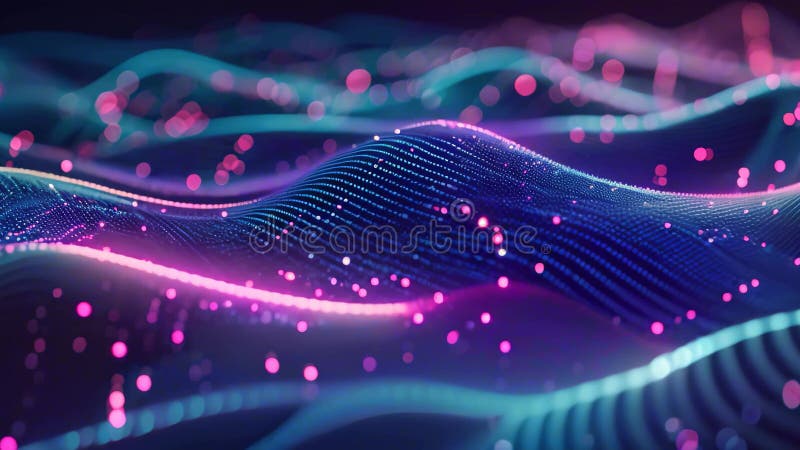 A Computer-generated Video Featuring a Wave in Shades of Blue and Pink ...