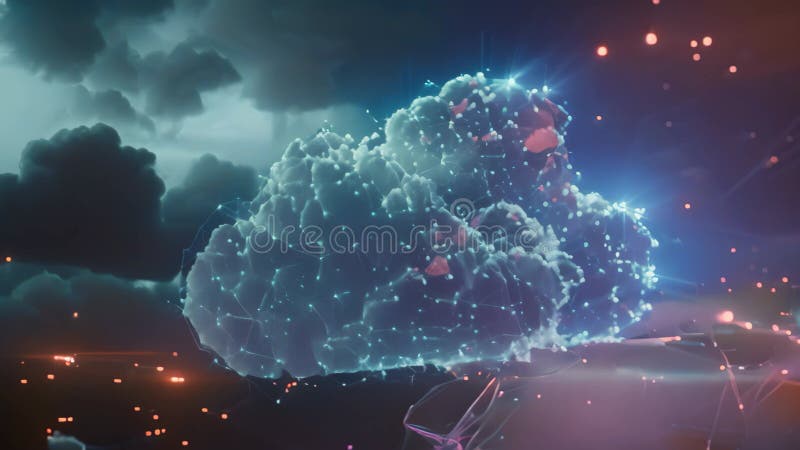 A Computer Generated Video of a White Cumulus Cloud Floating in a Clear ...