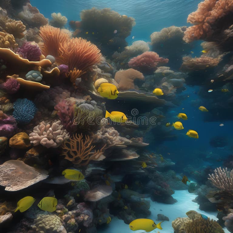 A Computer-generated Visualization of a Thriving Coral Reef Teeming ...