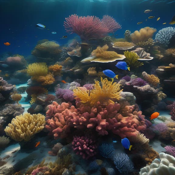 A Computer-generated Visualization of a Thriving Coral Reef Teeming ...