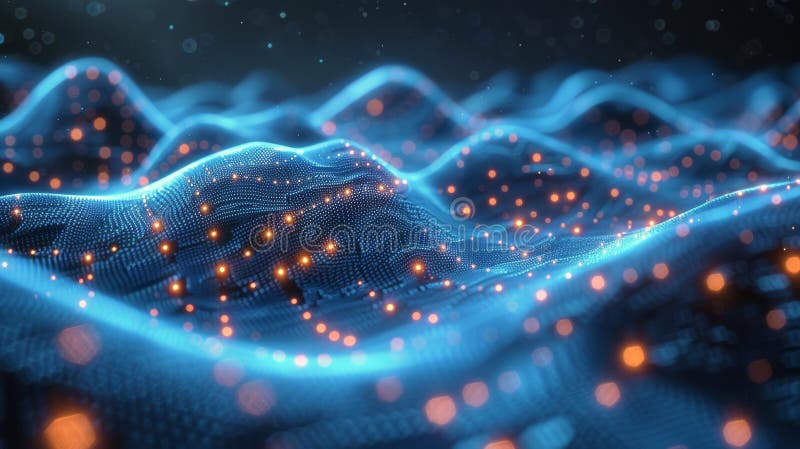 Computer Generated Waves and Stars Stock Photo - Image of science ...