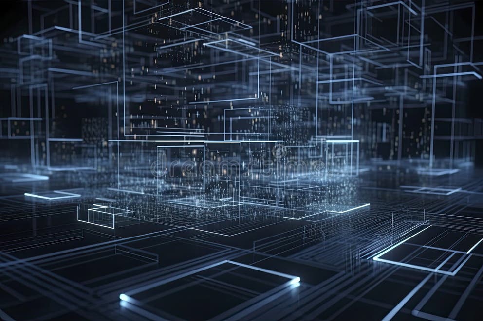 Computer Geometric Digital Connection Structure. Business Inteligence ...
