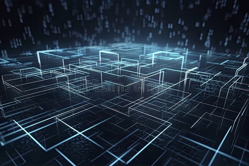 Computer Geometric Digital Connection Structure. Business Inteligence ...