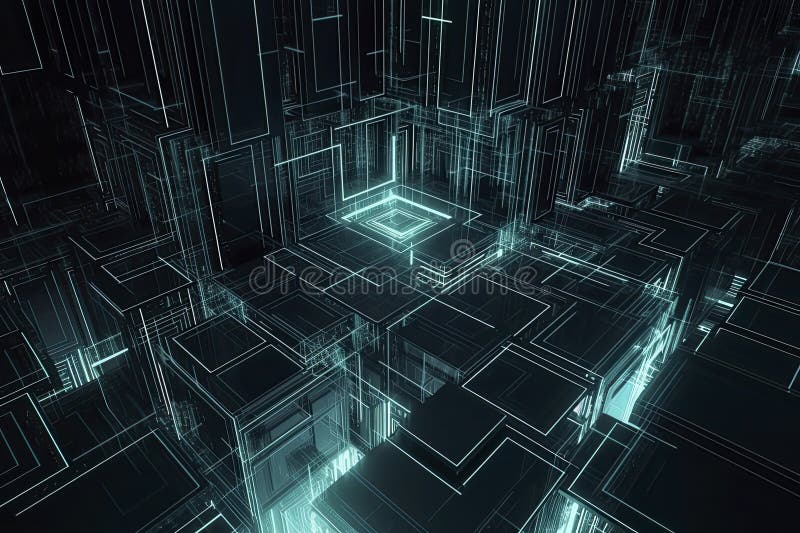 Computer Geometric Digital Connection Structure. Business Inteligence ...