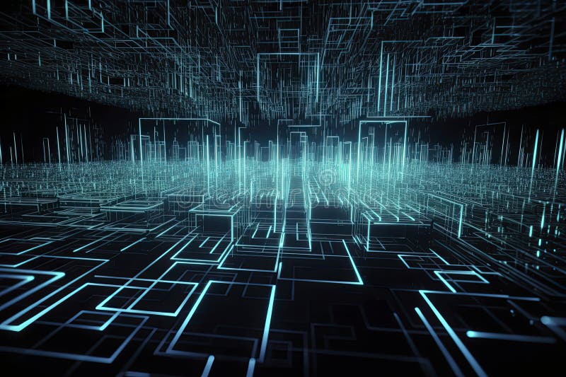 Computer Geometric Digital Connection Structure. Business Inteligence ...