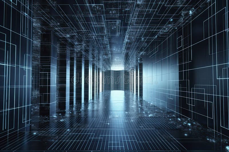 Computer Geometric Digital Connection Structure. Business Inteligence ...