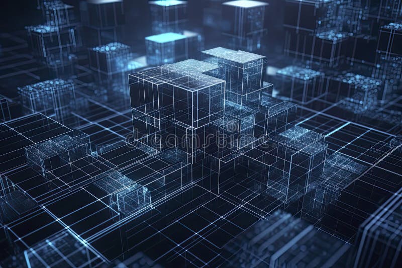 Computer Geometric Digital Connection Structure. Business Inteligence ...