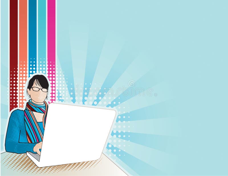 Computer Girl stock vector. Illustration of modern, striped - 11727718