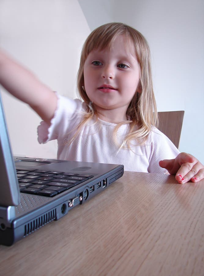 Computer girl stock photo. Image of business, child, bright - 1461982