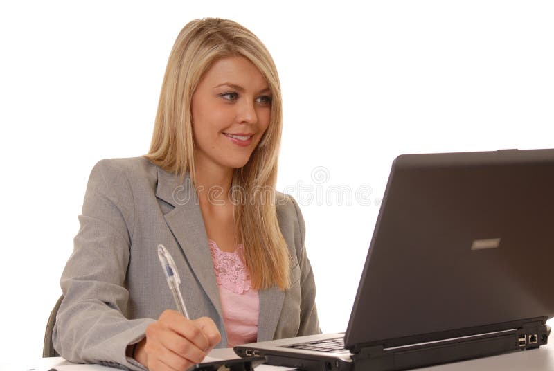 Computer Girl Three stock image. Image of monitor, success - 1027705