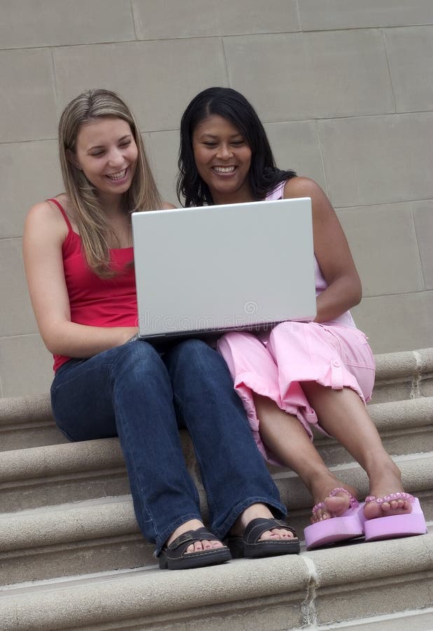 Computer Girls stock photo. Image of friend, teenager, student - 163044