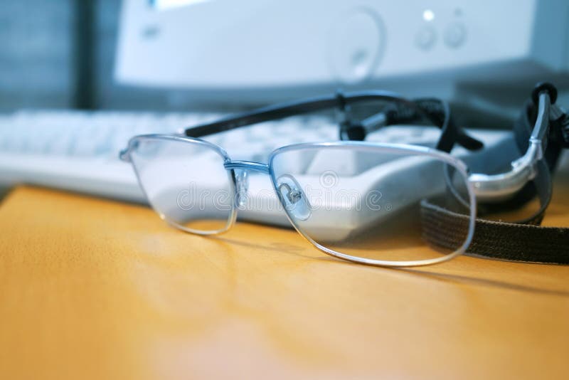 Computer and glasses stock photo. Image of health, eyeglasses - 600194