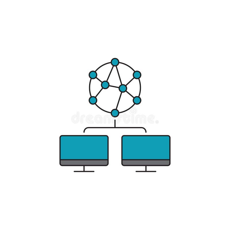 Computer Global Connection Vector Icon Symbol Isoalted on White ...