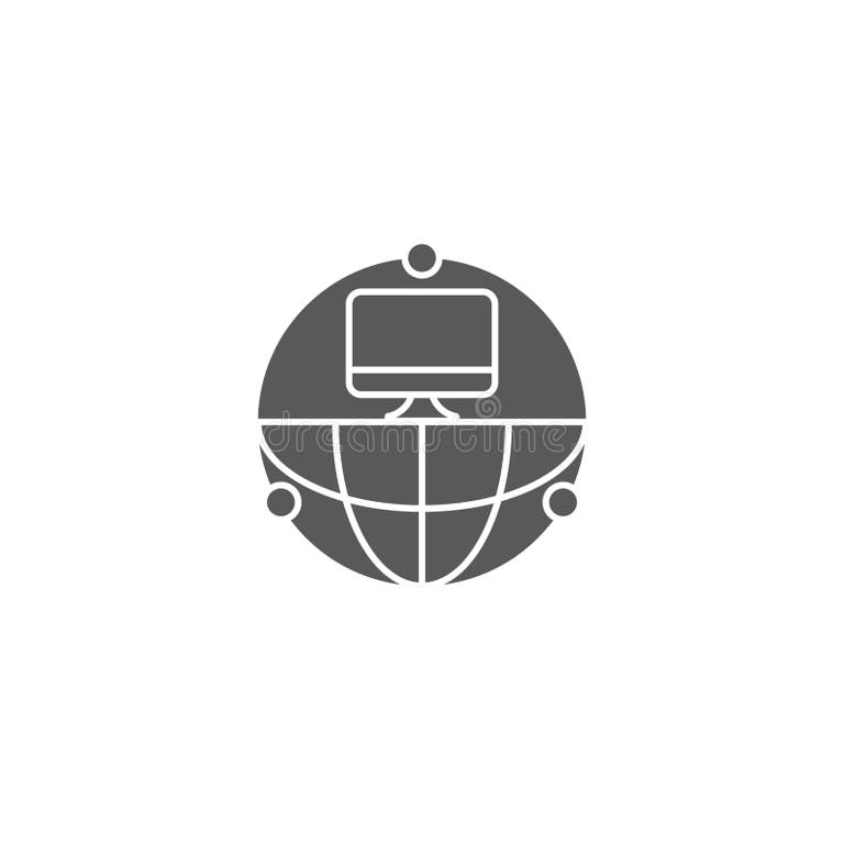 Computer Global Connection Vector Icon Symbol Isoalted on White ...