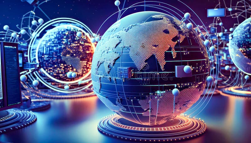 Computer with Globe on Top of it Generative AI Stock Illustration ...