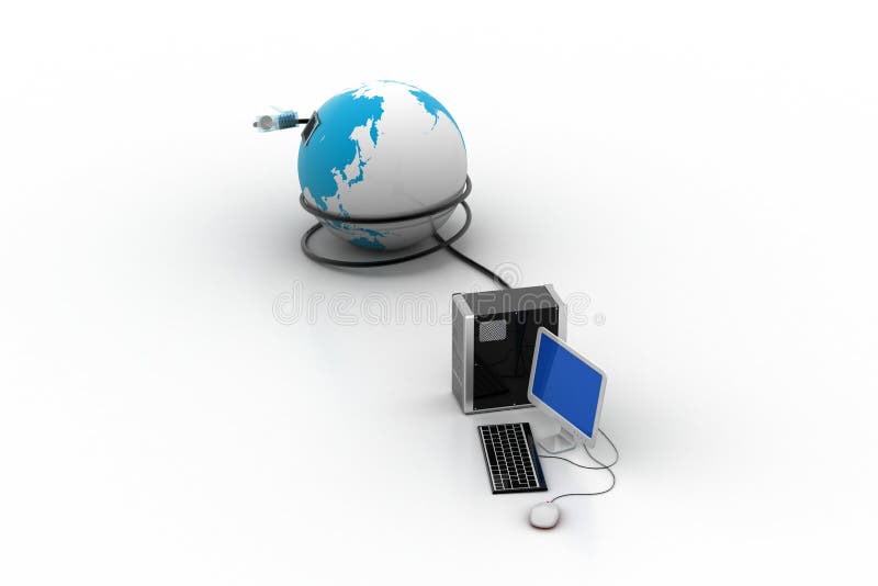 Computer with globe stock illustration. Illustration of computer - 74949714