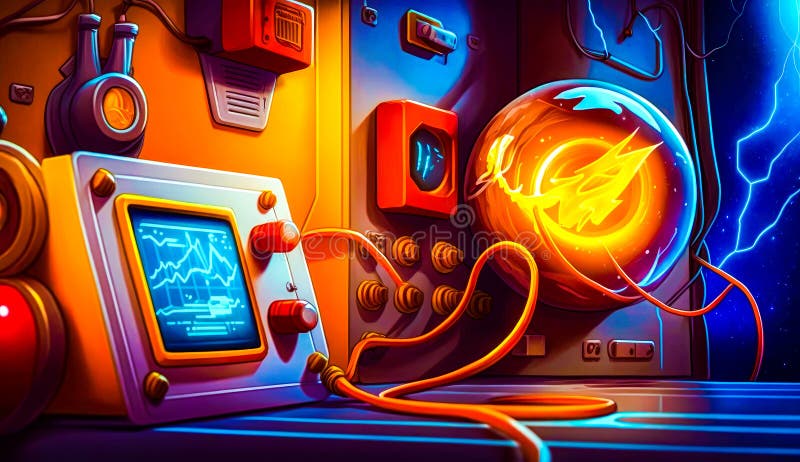 Computer with Glowing Ball on Top of it Next To Monitor. Generative AI ...