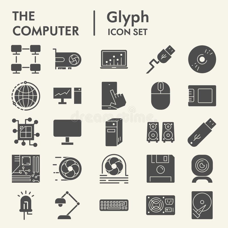 Computer Glyph Icon Set, Device Symbols Collection, Vector Sketches ...