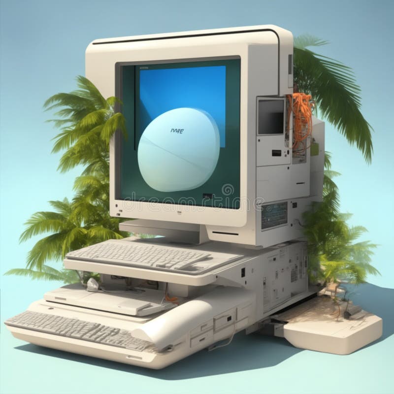 Computer goes on vacation stock illustration. Illustration of lifestyle ...