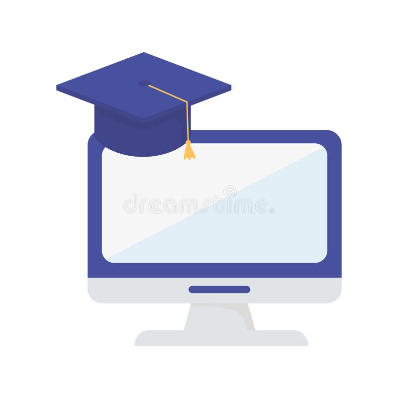 Computer Graduation Hat School Learning Online Stock Vector ...