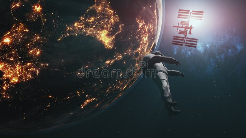 Astronaut in Spacesuit in Outer Space Against Milky Way Stock Video ...