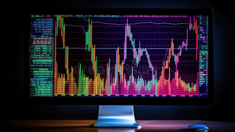 Computer graph data screen stock illustration. Illustration of investment - 361552623