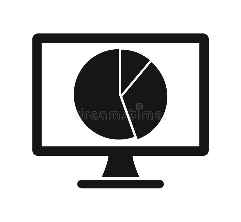 Computer Graph Icon with Pie Chart Symbol. Stock Vector - Illustration ...