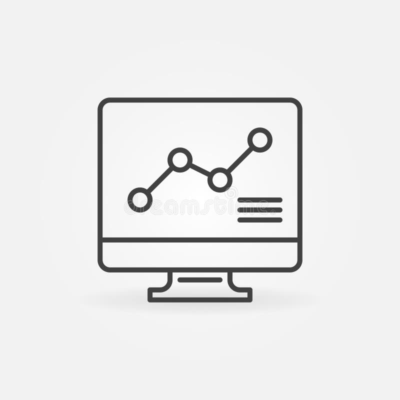 Computer Graph Line Icon. Analytic Or Statistics Chart On Monitor ... Computer Graph Line Icon. Analytic Or Statistics Chart On Monitor ...
