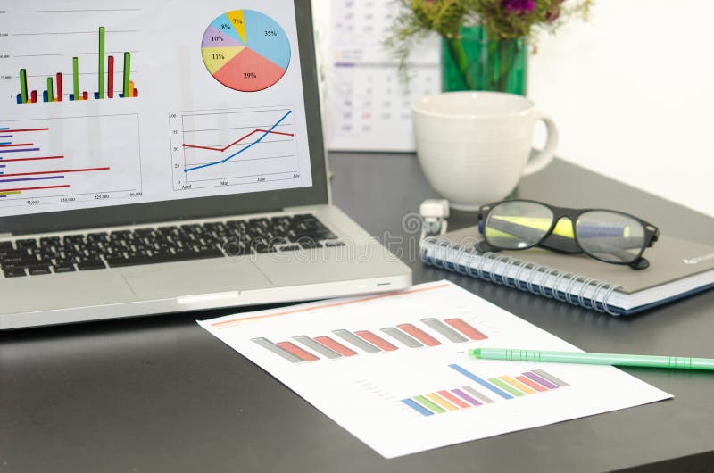 Computer and graph stock photo. Image of financial, growth - 86500354