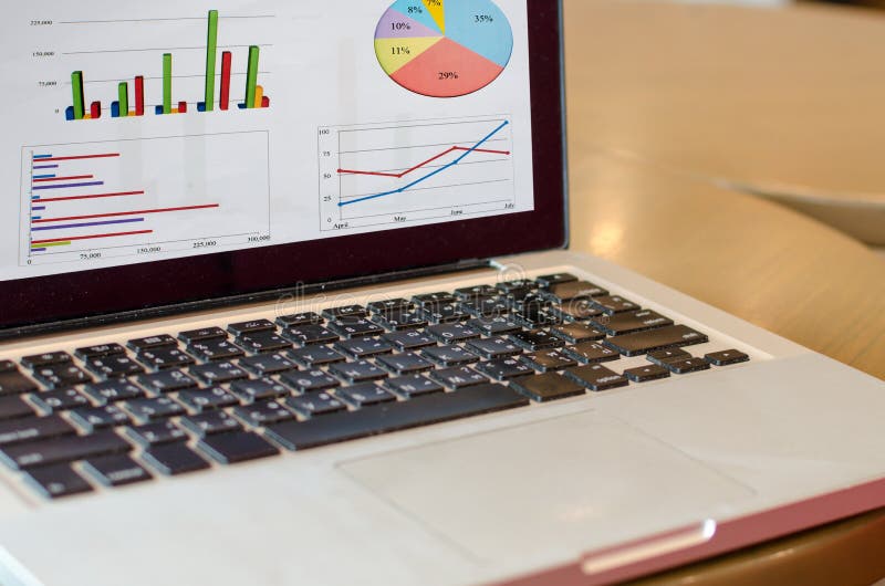 Computer and graph stock image. Image of success, growth - 86500575