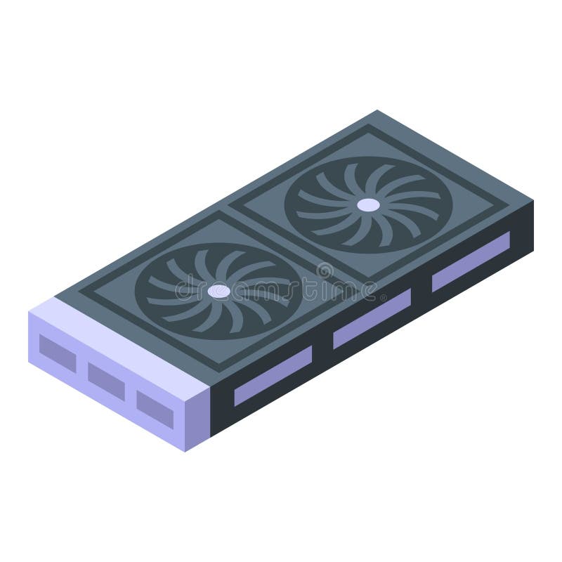 Computer Graphic Card Featuring Two Cooling Fans Isometric View Stock ...
