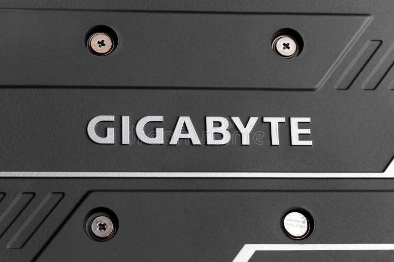 Computer Graphic Card Gigabyte, Professional Video Card with Logo Stock ...