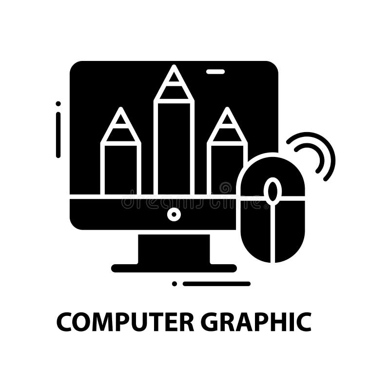 Computer Graphic Icon, Black Vector Sign with Editable Strokes, Concept ...