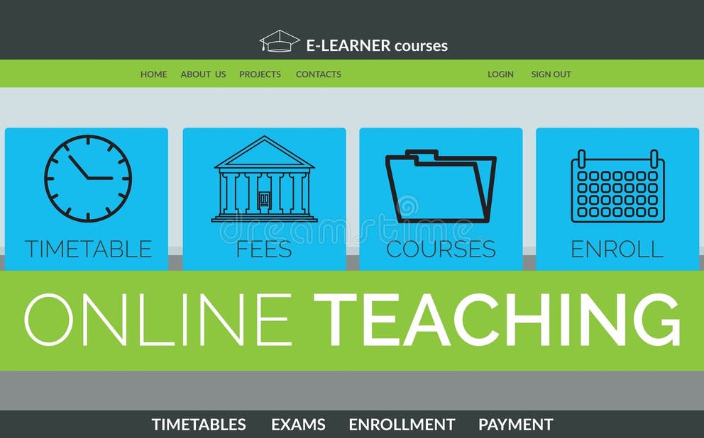 Computer Graphic Image of E-learning Interface on Screen Stock ...