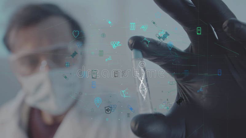 A Computer Graphic of a Rotating DNA Scheme in an Ampoule Around Which ...