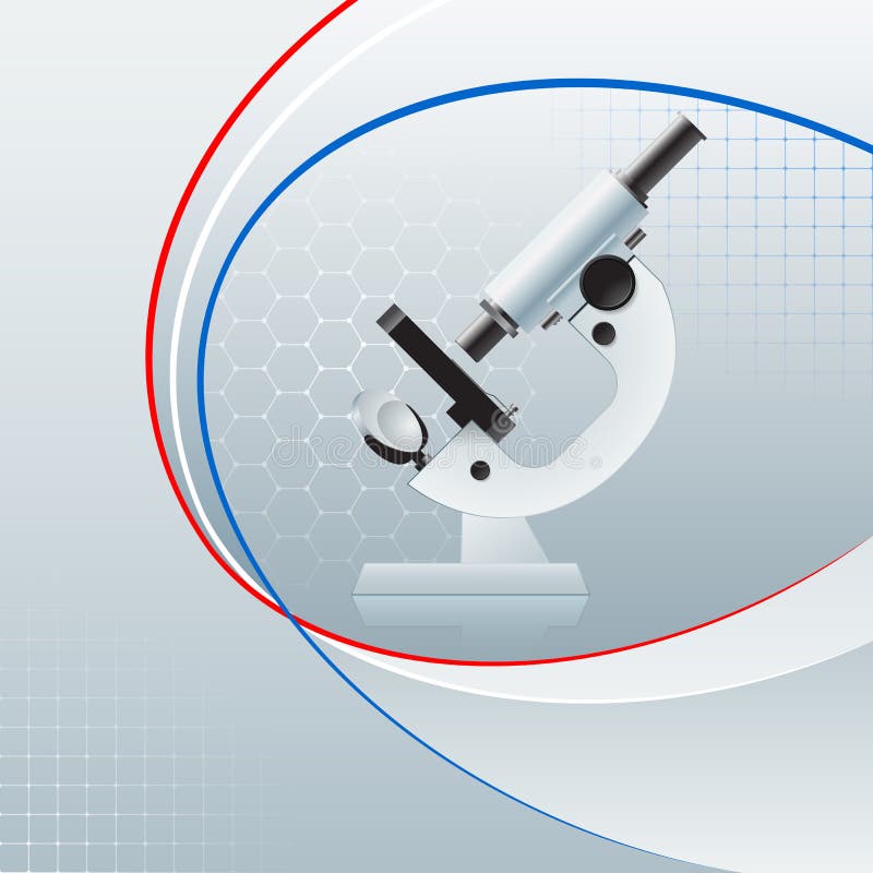 Computer Graphic, Template Science Background with Microscope on Linear ...