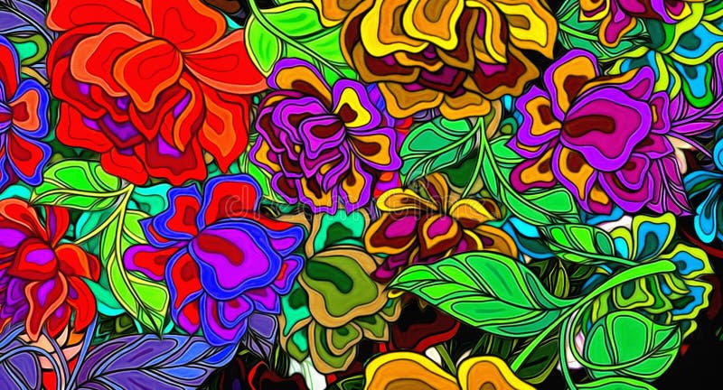 Computer Graphics of Abstract Floral Psychedelic Background Stylization ...