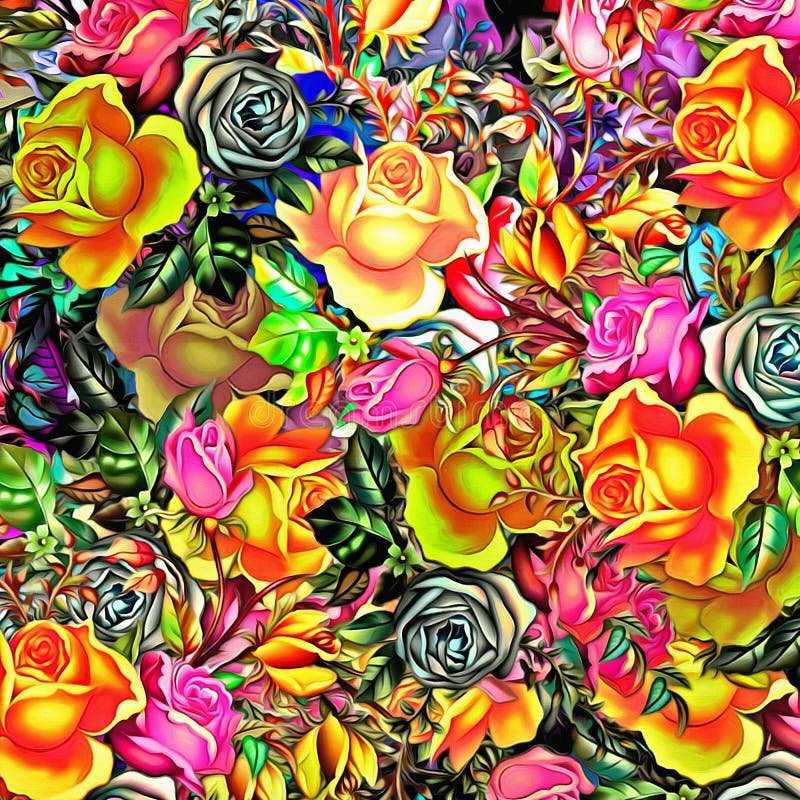 Computer Graphics of Abstract Floral Psychedelic Background Stylization ...