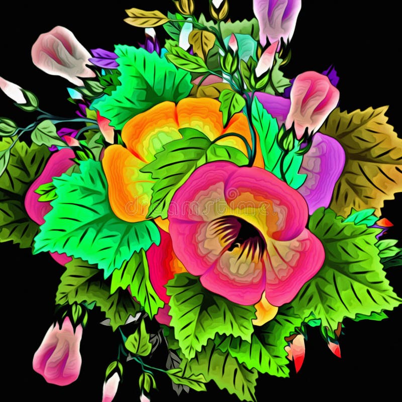 Computer Graphics of Abstract Floral Psychedelic Background Stylization ...