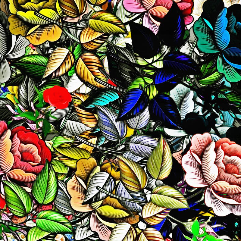 Computer Graphics of Abstract Floral Psychedelic Background Stylization ...