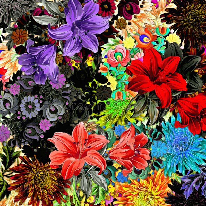 Computer Graphics of Abstract Floral Psychedelic Background Stylization ...
