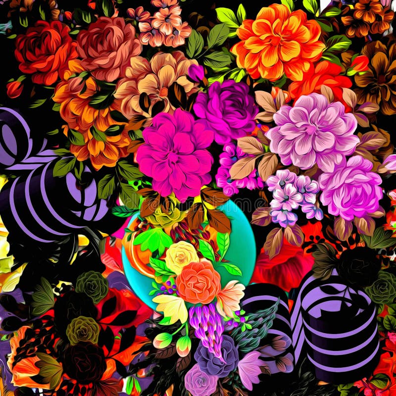 Computer Graphics of Abstract Floral Psychedelic Background Stylization ...