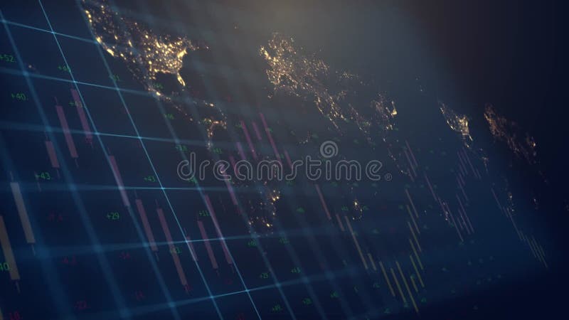 Computer Graphics on the Background of a Night Map of the World with an ...