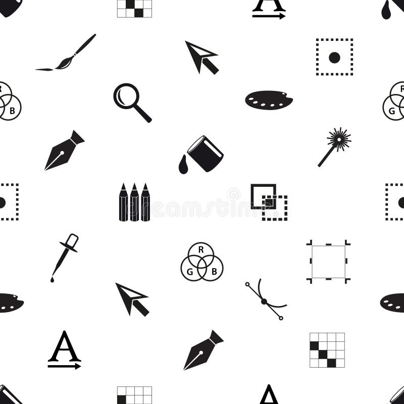 Computer Graphics Black Symbols Icon Set Stock Vector - Illustration of ...