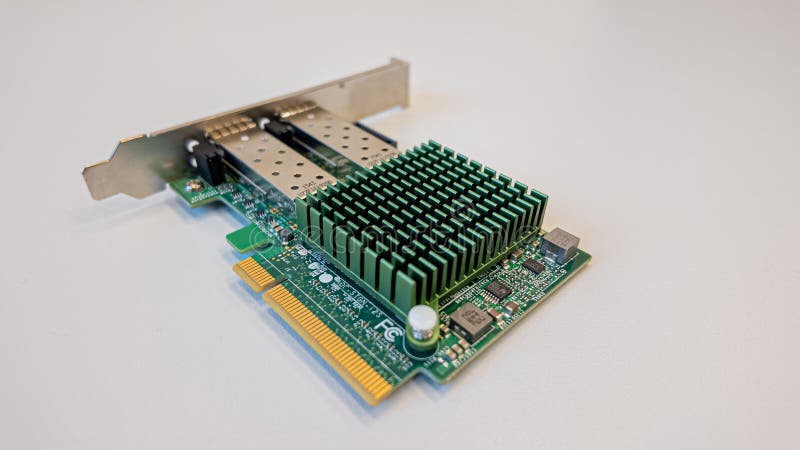 Computer Graphics Card with Cooling System on Display in Bright Studio ...