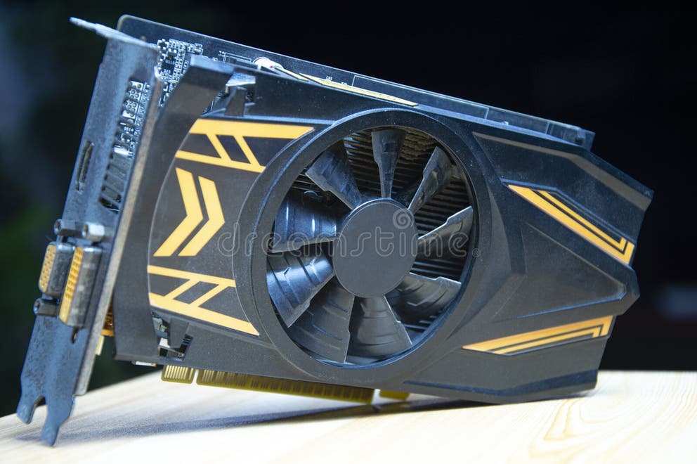 Computer Graphics Card Old Condition Placed on Wooden Floor Stock Photo ...