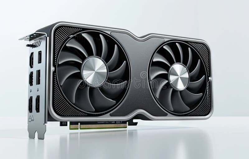 A Computer Graphics Card with Two Fans on it is Placed on a White ...