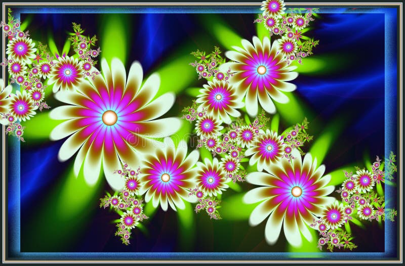 Computer Graphics. Fractal Texture in Frame. Flower Stock Illustration ...