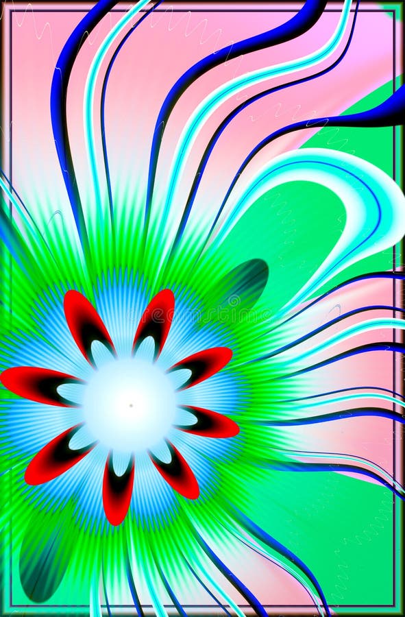 Computer Graphics. Fractal Texture in Frame. Flower Stock Illustration ...