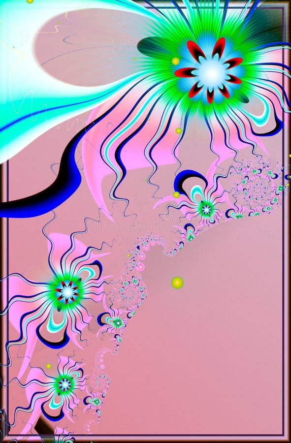 Computer Graphics. Fractal Texture in Frame. Flower Stock Illustration ...
